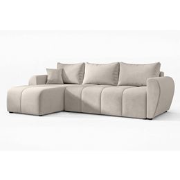 ECKSOFA L Form Malatya Beige 246/145/80 cm stilvolle mit Schlaffunktion L