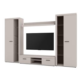 WOHNWAND Spacoro XL Beige 300/190/40 cm Viel Stauraum ohne LED