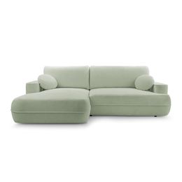 ECKCOUCH L Form Peoni Salbeigr&uuml;n 267/168/87 cm mit Schlaffunktion L