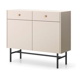 SIDEBOARD Dinley 2T 2S Beige 104,4/89,4/39 cm &ndash; mit schwarzen Beinen im minimalistischen Design