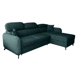 ECKSOFA L Form Ribella 5 T&uuml;rkis 265/180/100 cm Rechts mit Schlaffunktion