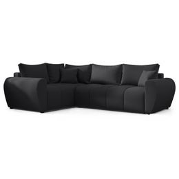 ECKSOFA L Form Malatya MAX Schwarz 246/145/80 cm stilvolle mit Schlaffunktion L