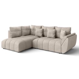 ECKSOFA L Form Corleone Hellbraun 268/192/96 cm mit Schlaffunktion