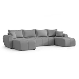WOHNLANDSCHAFT Malatya U Form Hellgrau 311/145/80 cm mit Schlaffunktion