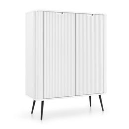 HIGHBOARD Salvia 2T Wei&szlig;, Schwarz 103/129/39 cm &ndash; mit geriffelten Fronten und hohen Beinen