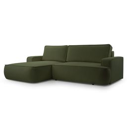 ECKSOFA L Form Ablia Dunkelgr&uuml;n 267/168/87 cm mit Schlaffunktion L