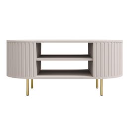 COUCHTISCH Halay Beige, Moderne Rillenstruktur 100 cm, mit runden Kanten