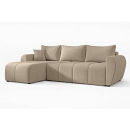 ECKSOFA L Form Malatya Hellbraun 246/145/80 cm stilvolle mit Schlaffunktion L
