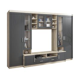 WOHNWAND Parisca Sonoma Eiche, Graphit 340/198/44 cm mit viel Stauraum