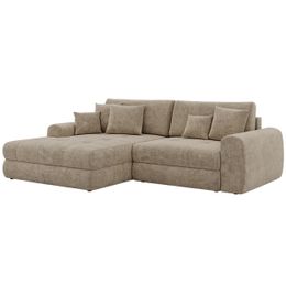 ECKSOFA ARELIA L - Beige Schenille grob gewebt - Rechts Seite