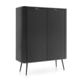 HIGHBOARD Salvia 2T Schwarz 103/129/39 cm &ndash; mit geriffelten Fronten und hohen Beinen