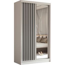 SCHWEBET&Uuml;RENSCHRANK Cabinio Wei&szlig; 120/216/61 cm &ndash; mit Spiegel und Lamellen