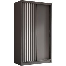 SCHWEBET&Uuml;RENSCHRANK Cabinio Grau Wei&szlig; 120/216/61 cm &ndash; Modern, mit Lamellen