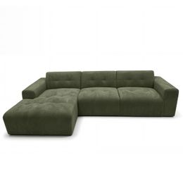 ECKSOFA L Form Corlu Gr&uuml;n 310/165/78 cm &ndash; stilvolle kleine Eckcouch Links