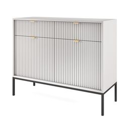 SIDEBOARD Eternas 2T 2S Grau 104/83/39 cm &ndash; schwarze F&uuml;&szlig;e, mit geriffelten Fronten