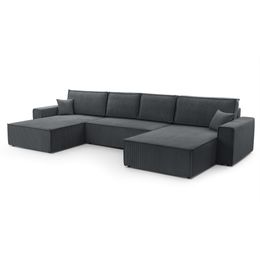 WOHNLANDSCHAFT Cedria Grau 389/145/85 cm mit Schlaffunktion