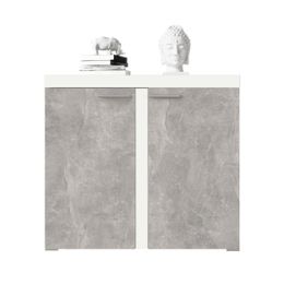 SIDEBOARD Spacoro 2D Wei&szlig;, Beton 97,2/82/40,3 cm &ndash; Schmale Kommode Eleganz