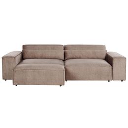 Beliani 2-SITZER-SOFA hellbraun mit Ottomane Hellnar