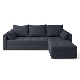 ECKSOFA Universelle L Form Elif Dunkelgrau 220/140/85 cm stilvolle mit Schlaffunktion