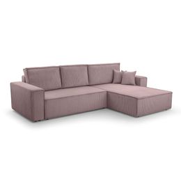 ECKSOFA L Form Cedria Lavendel 287/145/85 cm mit Schlaffunktion