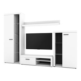 WOHNWAND Spacoro Wei&szlig; 270/190/41 cm Wohnwand Modern ohne LED