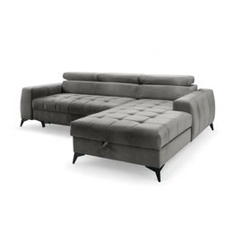 ECKSOFA L Form Arkucio Mini Grau 260/200/95 cm Rechts mit Schlaffunktion