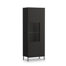 VITRINE Queba 2T Schwarz 70/190/41 cm &ndash; schwarze Standvitrine modern