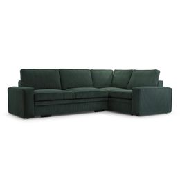 ECKSOFA L Form Treville Gr&uuml;n 296/196/94 cm &ndash;Rechts, mit Bettkasten und Schlaffunktion