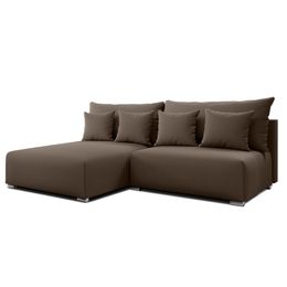 ECKSOFA L Form Ederra Braun 208/190/91 cm &ndash; gro&szlig;es Sofa mit Schlaffunktion L