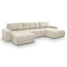WOHNLANDSCHAFT Hosio Beige 359/177/88 cm mit Schlaffunktion