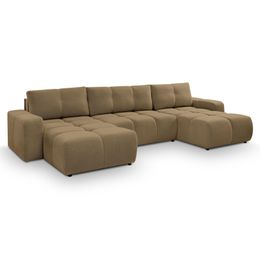 WOHNLANDSCHAFT Hosio Hellbraun 359/177/88 cm mit Schlaffunktion