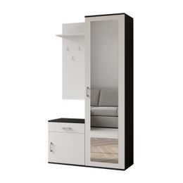 GARDEROBENSCHRANK Magnola Schwarz Wei&szlig; 100/180,5/35 cm &ndash; Modern, mit Spiegel und viel Stauraum