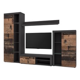 WOHNWAND Spacoro Grau, Matera Oldwood 270/190/41 cm Wohnwand Modern ohne LED