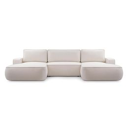 WOHNLANDSCHAFT Ablia Creme 364/168/87 cm mit Schlaffunktion