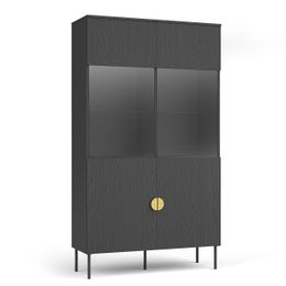 VITRINE Brunelli 2T Dunkelgrau 106,6/187,6/40 cm &ndash; mit gro&szlig;er Kapazit&auml;t und Glast&uuml;ren
