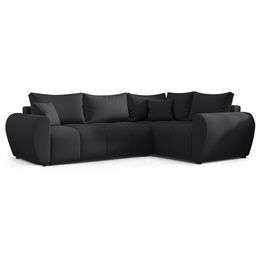 ECKSOFA L Form Malatya MAX Schwarz 246/145/80 cm stilvolle mit Schlaffunktion R
