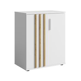 SIDEBOARD Turell 2D Wei&szlig; 60/73/35 cm &ndash; Kommode Schmal mit Lamellen