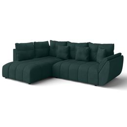 ECKSOFA L Form Corleone Gr&uuml;n 268/192/96 cm mit Schlaffunktion