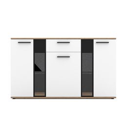 SIDEBOARD Formilo Artisan Eiche, Wei&szlig; Matt 140,4/80/40,2 cm &ndash; Kommode