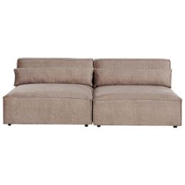 Beliani 2-SITZER-SOFA hellbraun ohne Armlehnen Hellnar