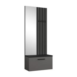GARDEROBENSCHRANK Rosanno II Grau 80,6/204/40 cm &ndash; Modern, mit Spiegel und Kleiderhaken