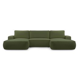 WOHNLANDSCHAFT Ablia Dunkelgr&uuml;n 364/168/87 cm mit Schlaffunktion