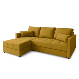 ECKSOFA L Form Dolceo Gelb 226/140/78 cm &ndash; Schlaffunktion Universell Links Rechts
