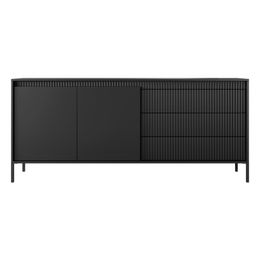 SIDEBOARD Trentinis 2T 3S Schwarz 187,1/41,4/39,5 cm &ndash; Geriffelten Fronten