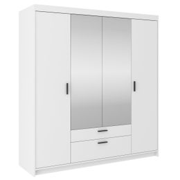 KLEIDERSCHRANK Storicos Wei&szlig; 176,3/190,5/53 cm - 4T2S Modern mit Schubladen und Spiegel
