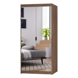 KLEIDERSCHRANK Storicos Eiche Lefkas 89,7/190,5/53 cm - 2T Modern mit Spiegel