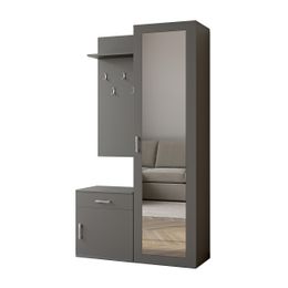 GARDEROBENSCHRANK Magnola Grau 100/180,5/35 cm &ndash; Modern, mit Spiegel und viel Stauraum