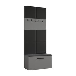 GARDEROBENSCHRANK Rosanno I Grau 80,6/204/40 cm &ndash; Modern, mit Kleiderhaken