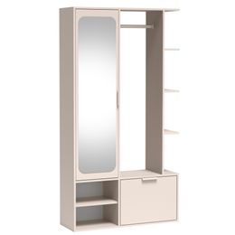 GARDEROBENSCHRANK Nemrut Beige 100/189/33 cm &ndash; Modern, mit Spiegel und viel Stauraum