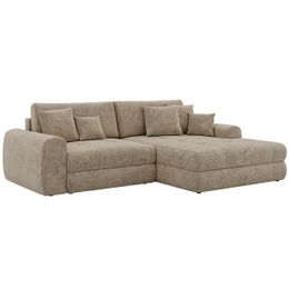 ECKSOFA ARELIA L - Beige Schenille grob gewebt - Links Seite
